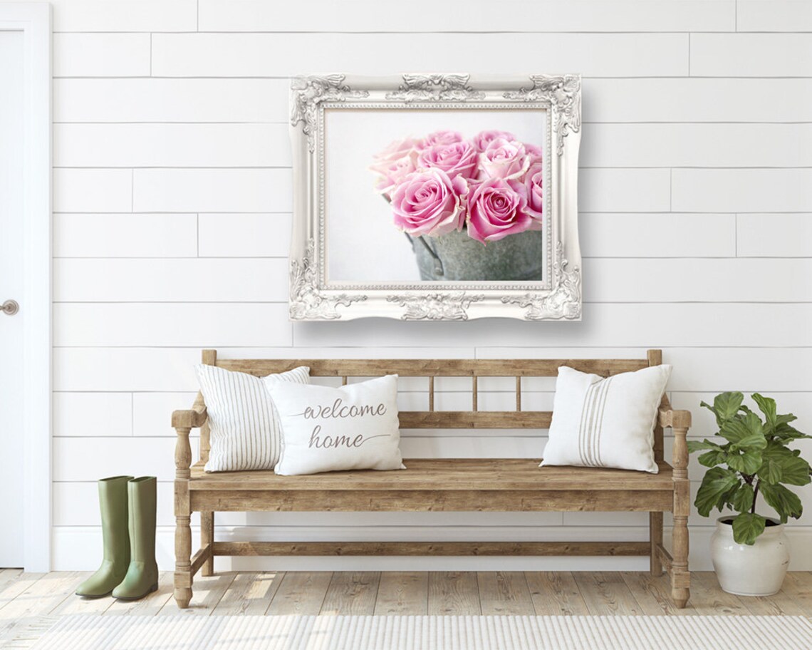 Pink Roses Photo Farmhouse Decor Country Decor Pink | Etsy