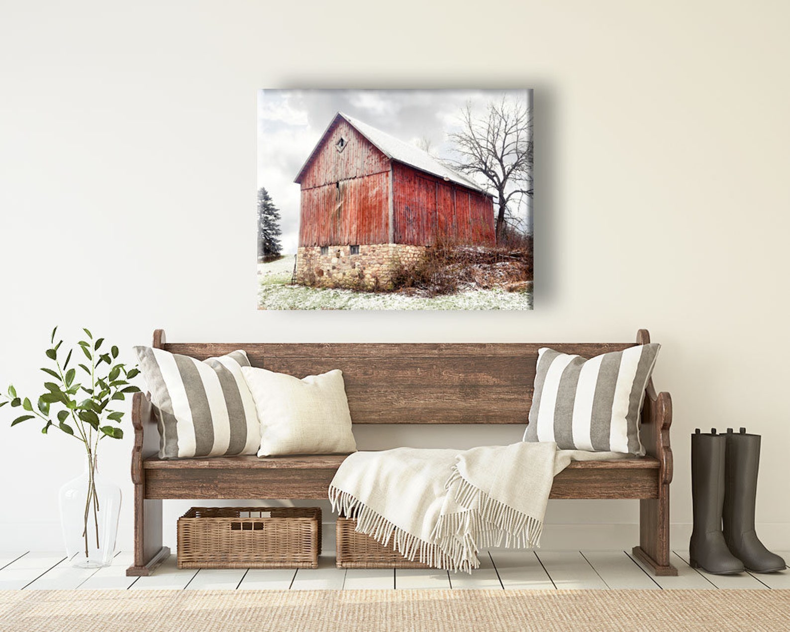 Barn Print Farmhouse Decor Red Barn Art Barn Canvas Print - Etsy