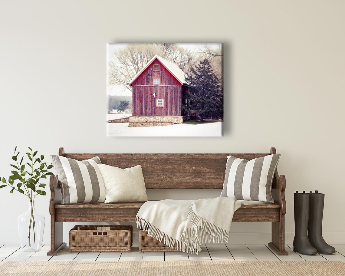 Barn Print Farmhouse Decor Red Barn Photo Barn Canvas | Etsy