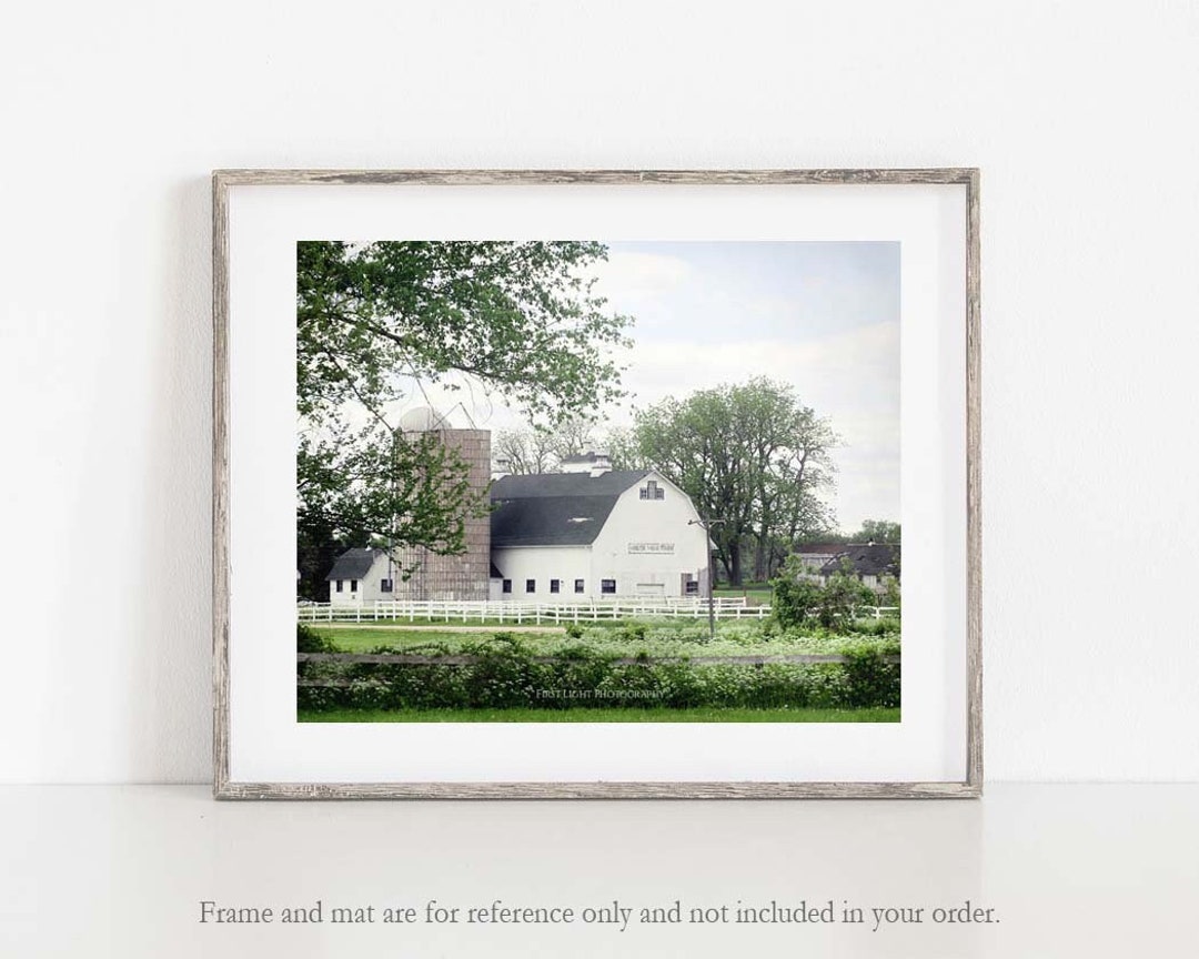 White Barn Photo, Landscape Photography, Farmhouse Wall Decor, White ...