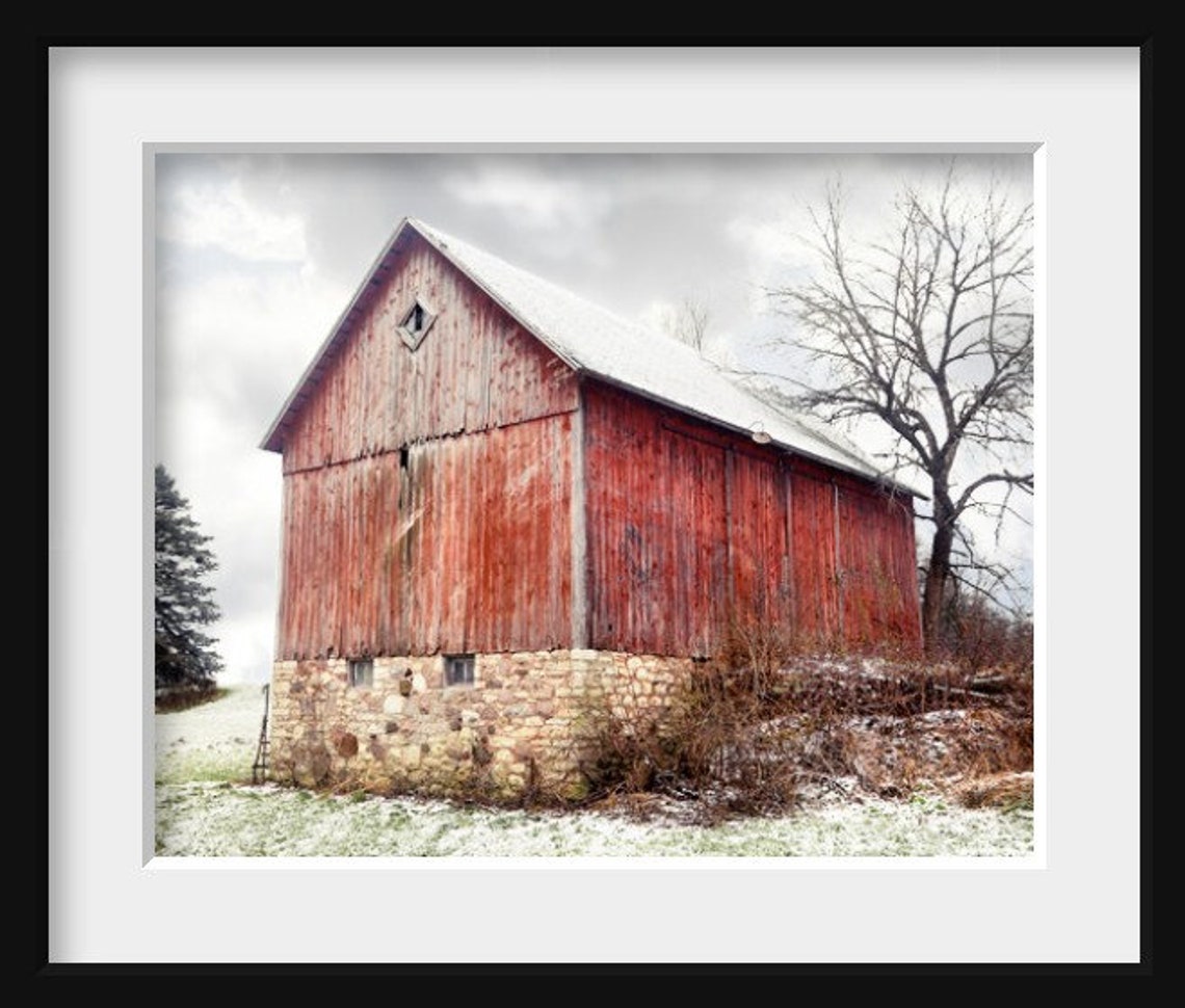 Barn Print Farmhouse Decor Red Barn Art Barn Canvas Print - Etsy