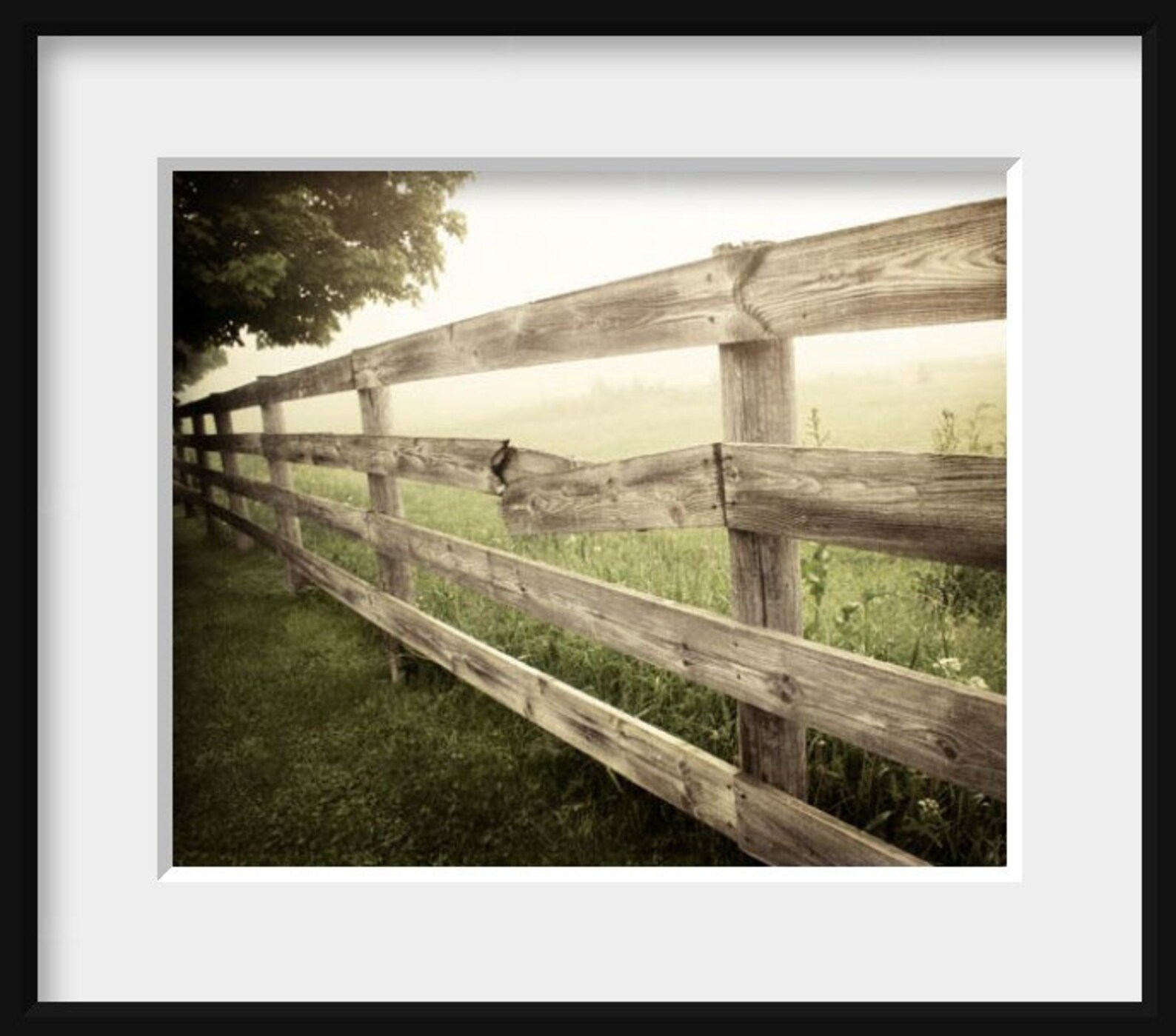 Rustic Fence Print, Country Landscape, Rustic Farmhouse Decor, Canvas ...