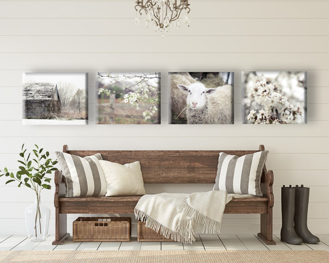 Rustic Farmhouse Wall Decor Neutral Decor Lamb Photo Barn - Etsy