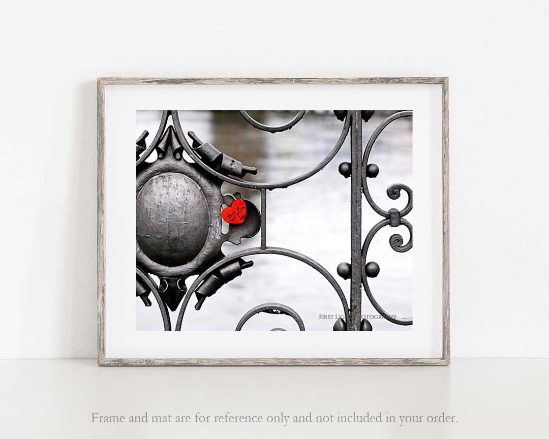 Love Locks Photograph, Romantic Wall Art, Strasbourg France Photo, Red ...