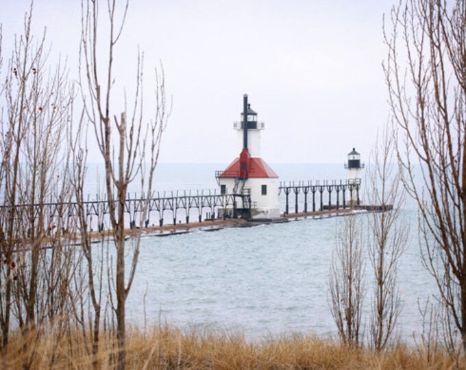 Lighthouse Photograph, St Joseph Lighthouse Print, North Pier Lights St ...