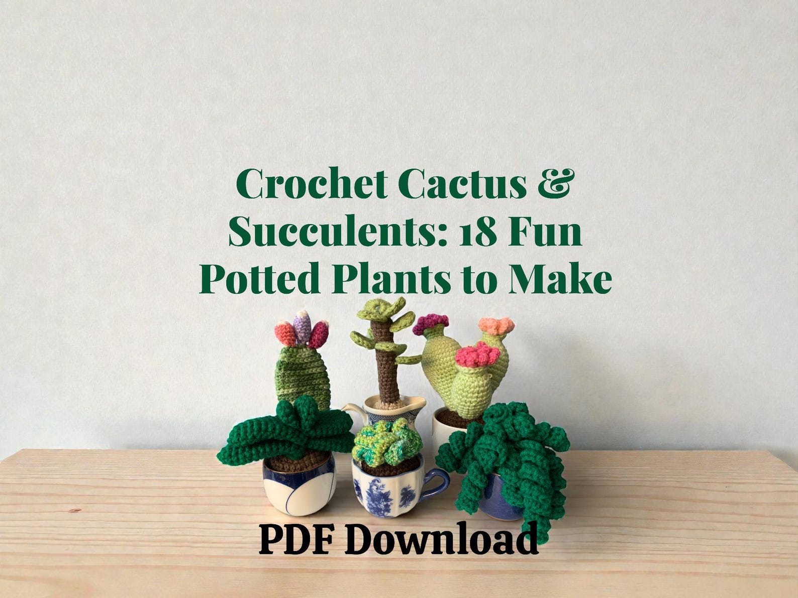 Crochet Cactus & Succulents Pattern Book: 18 Potted Plant Designs (PDF ...