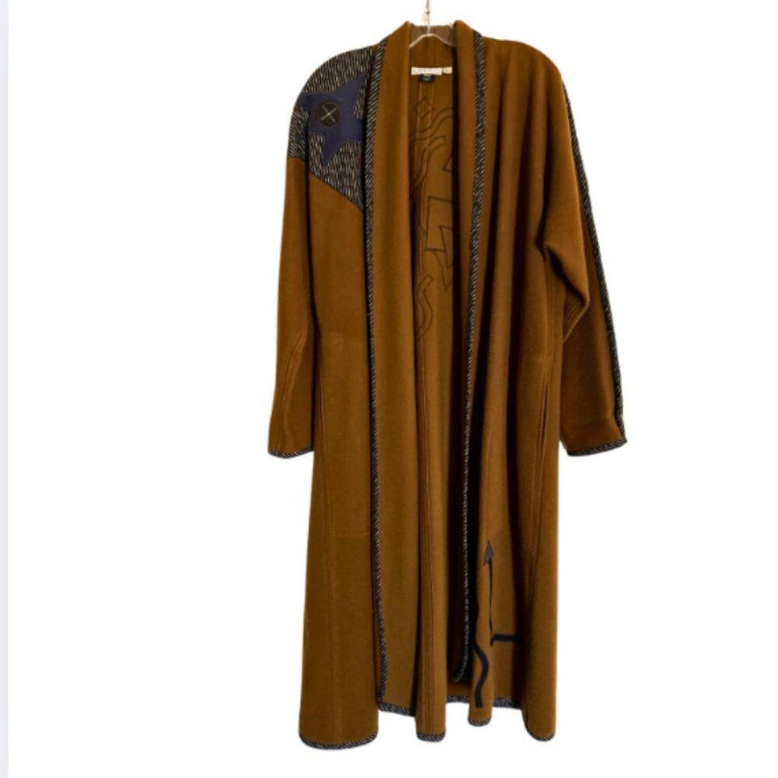 Vintage Beppa Handmade Long Wool Folk Art Appliqué Open Coat - Etsy