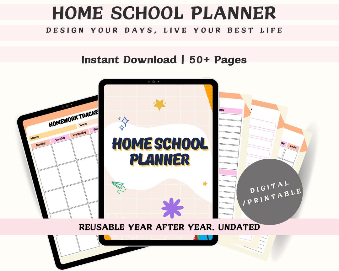 Digital Printable Homeschool Planner, Weekly Lesson Planner Workbook ...