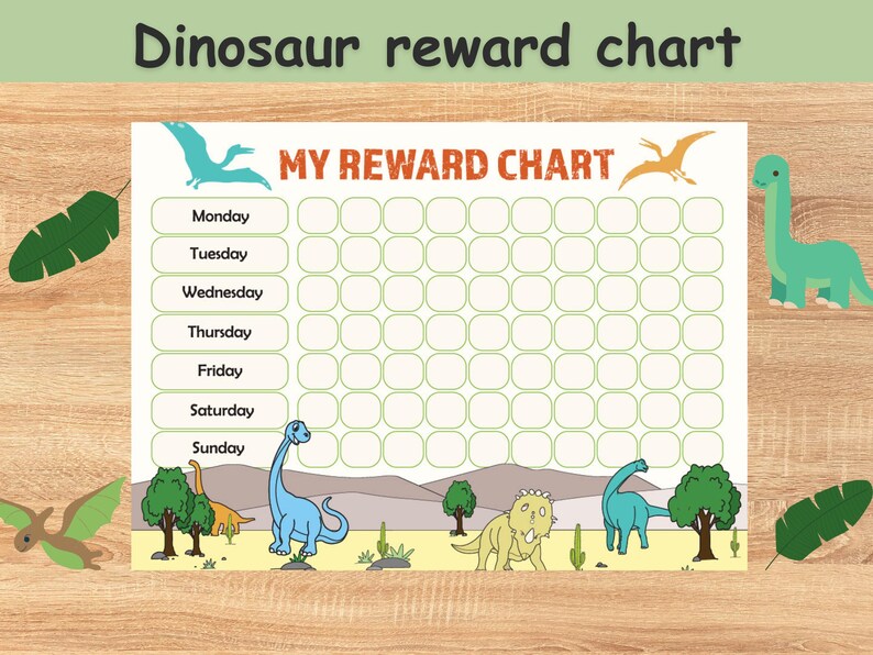 Dinosaur Reward Chart for Kids, Reward Chart Printable, Behavior Chart ...