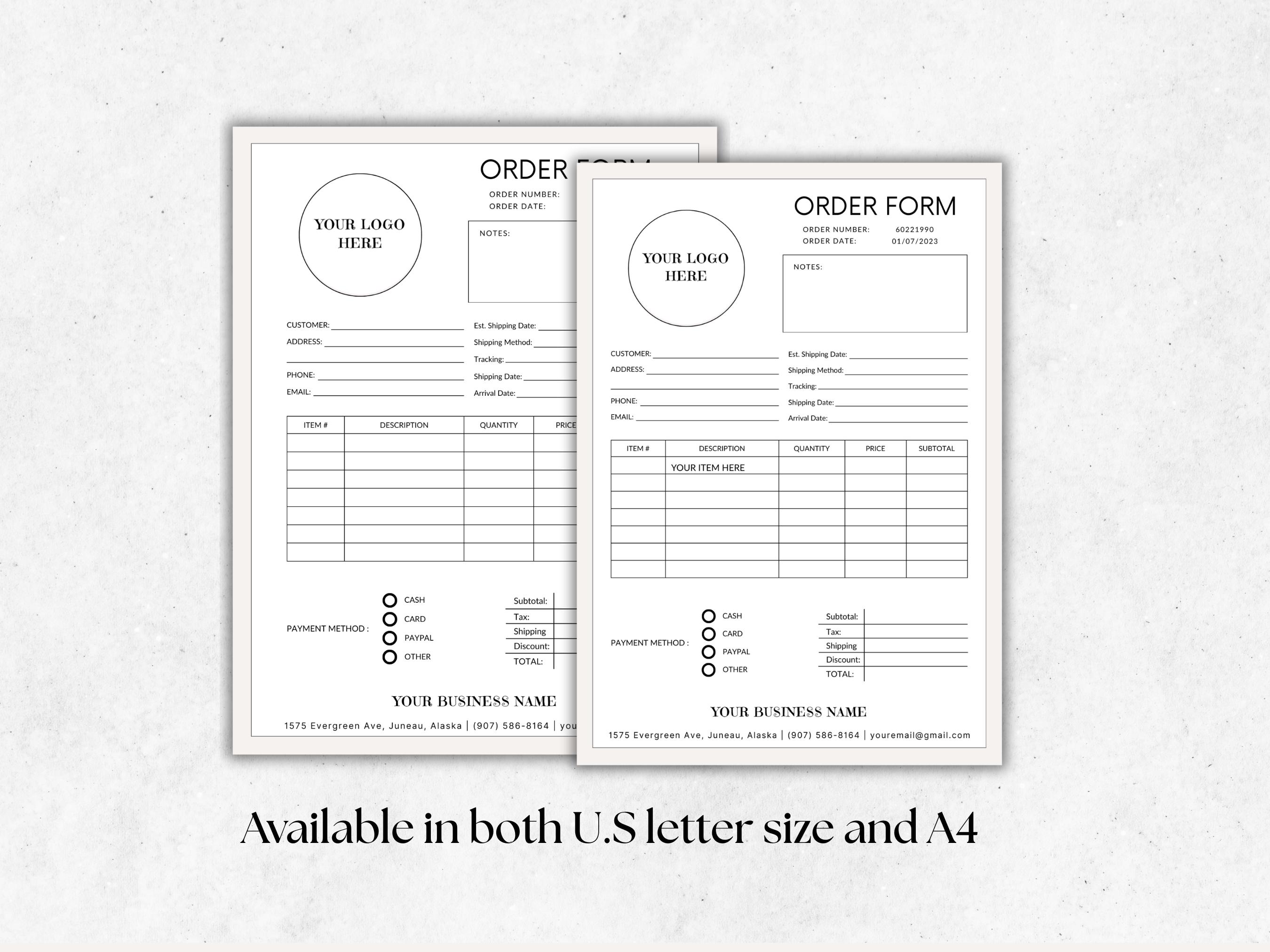 Order Form Template, Order Form Editable, Crafters Order Form, Purchase ...