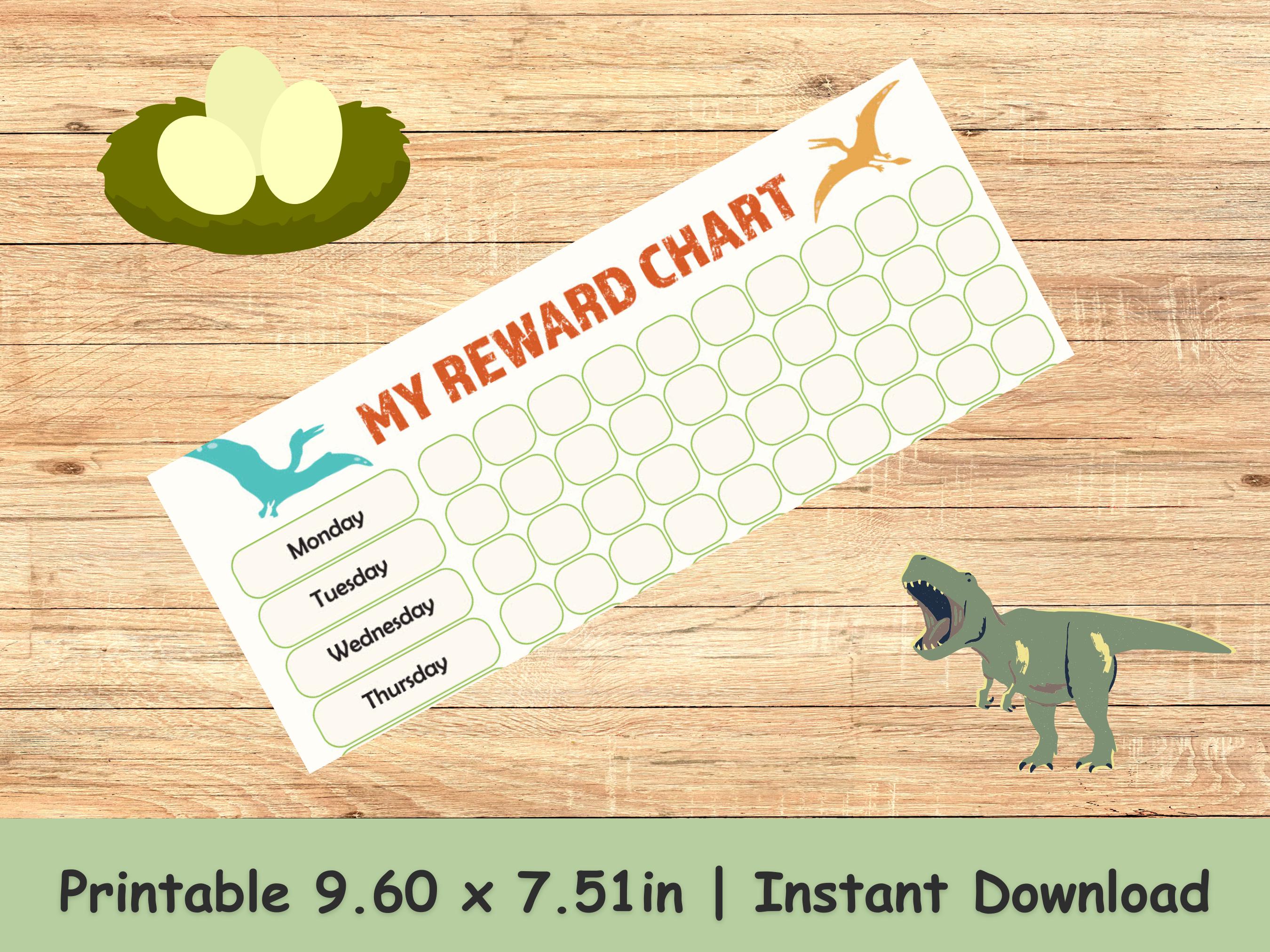 Dinosaur Reward Chart for Kids, Reward Chart Printable, Behavior Chart ...
