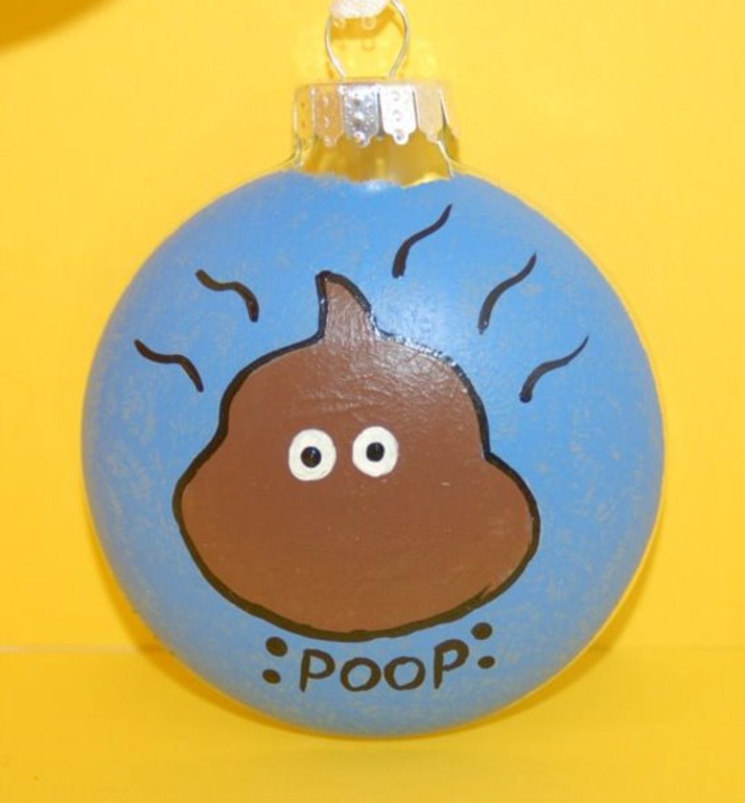 Facebook Emoticon POOP Christmas Tree Ornament Hand Painted Glass - Etsy