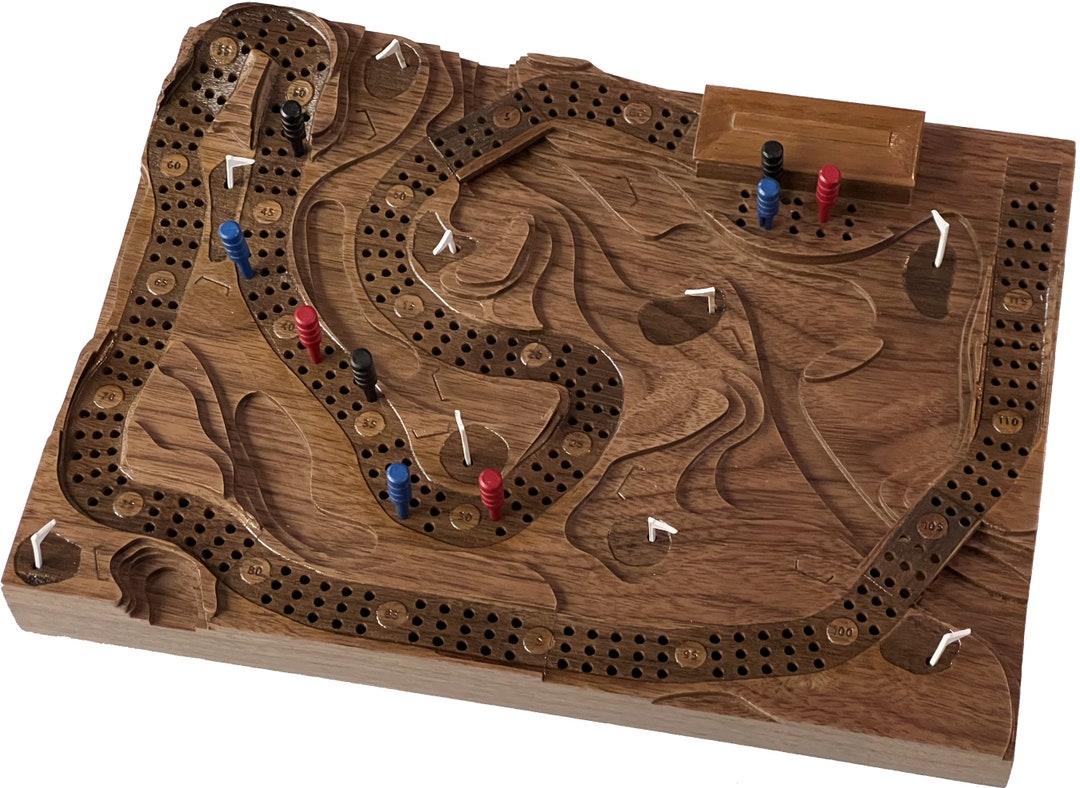 Walnut 3D Golf Course Cribbage Board - Etsy