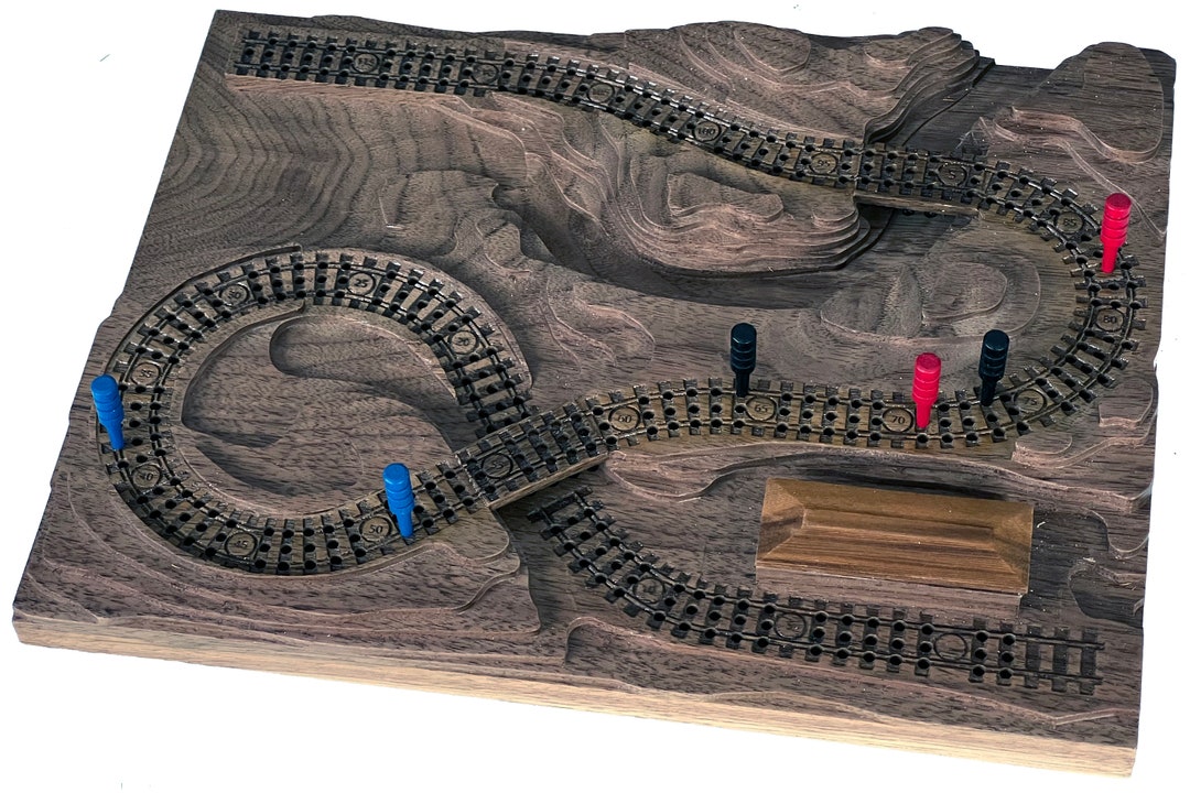 Walnut 3D Railroad 3-track Cribbage Board - Etsy