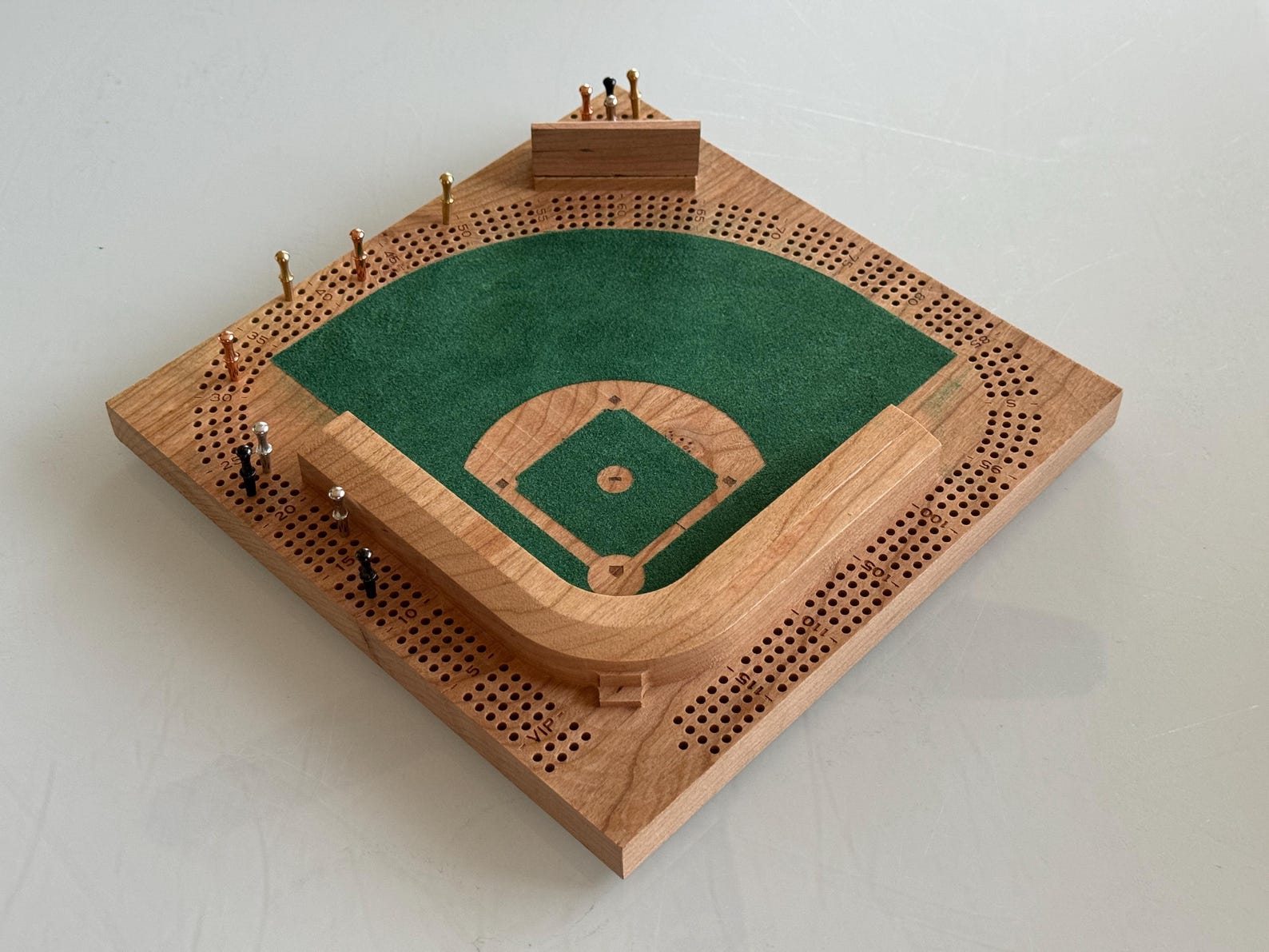 Cherry 'diamonds Are Forever' Baseball Diamond Cribbage Board With ...