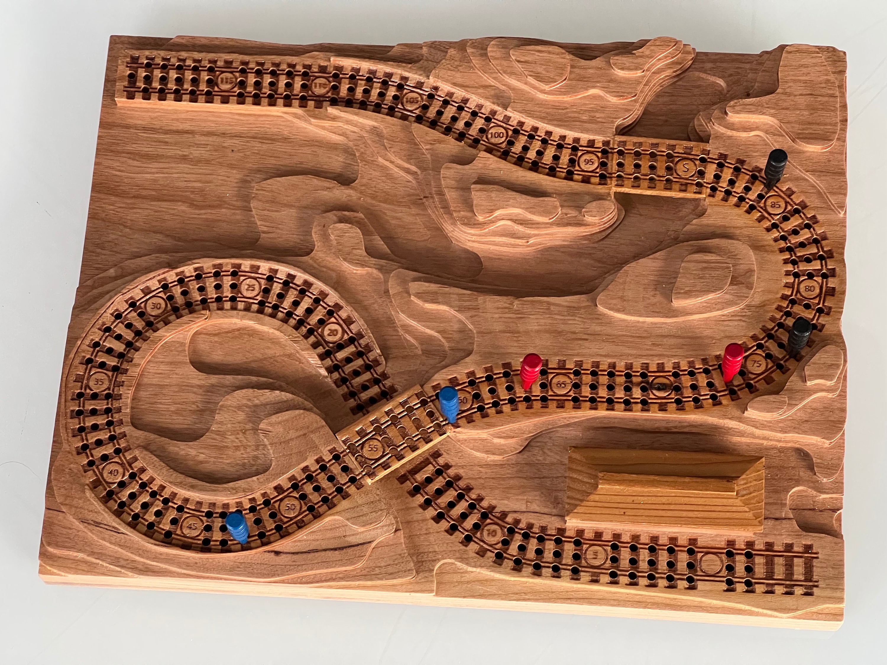 Cherry 3D Railroad Cribbage Board - Etsy