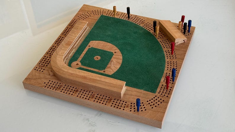 Cherry 'diamonds Are Forever' Baseball Diamond Cribbage Board With ...