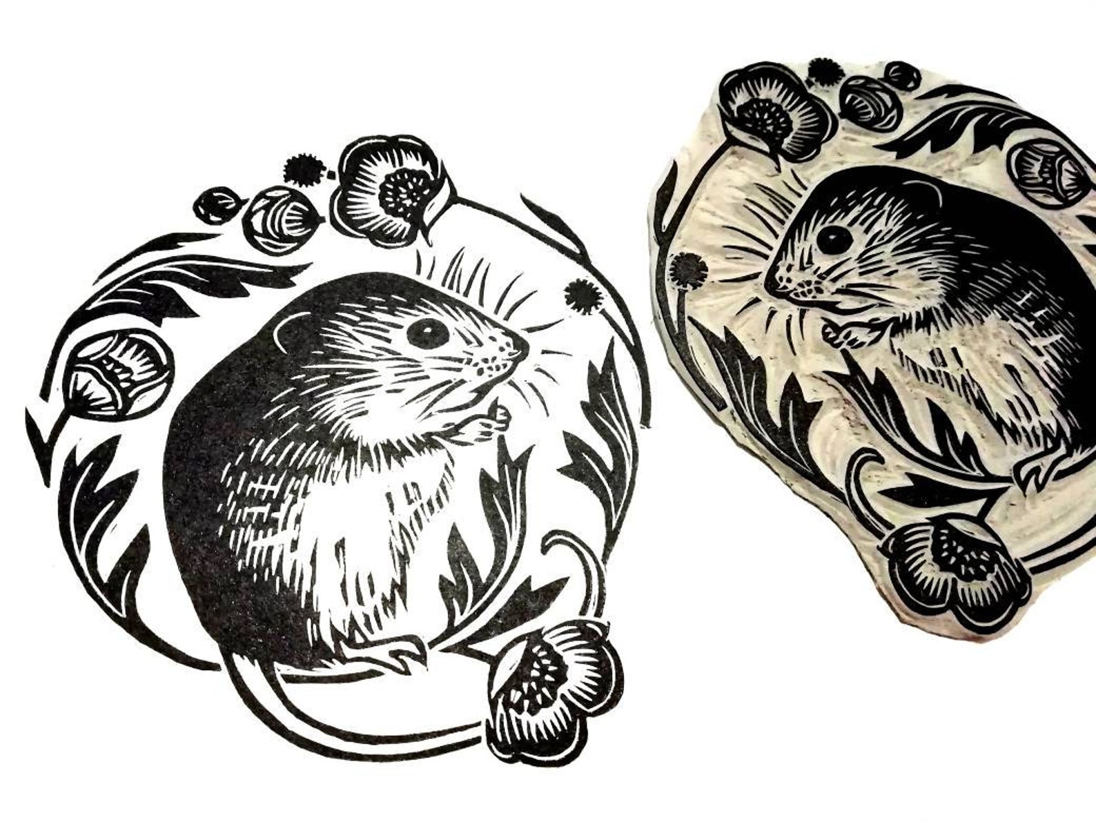 Buttercup Mouse Original Lino print illustration | Etsy