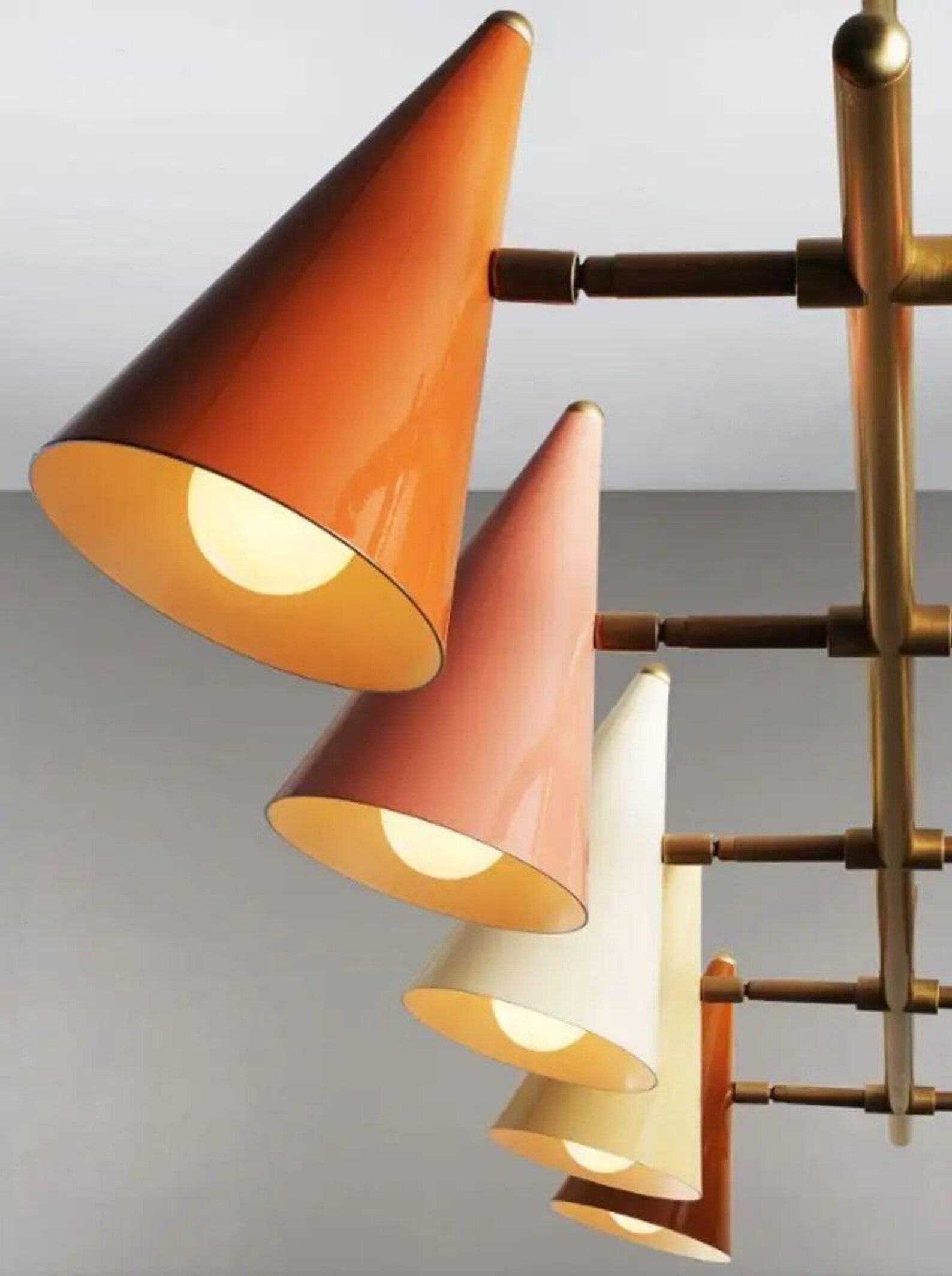 Stilnovo Modern Italian Brass Chandelier Mid Century Brass Ten Arm Cone ...