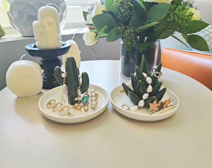 Porcelain Toadstool Ring Dish With Tiny Cat Figurine – 2” (5 Cm ...