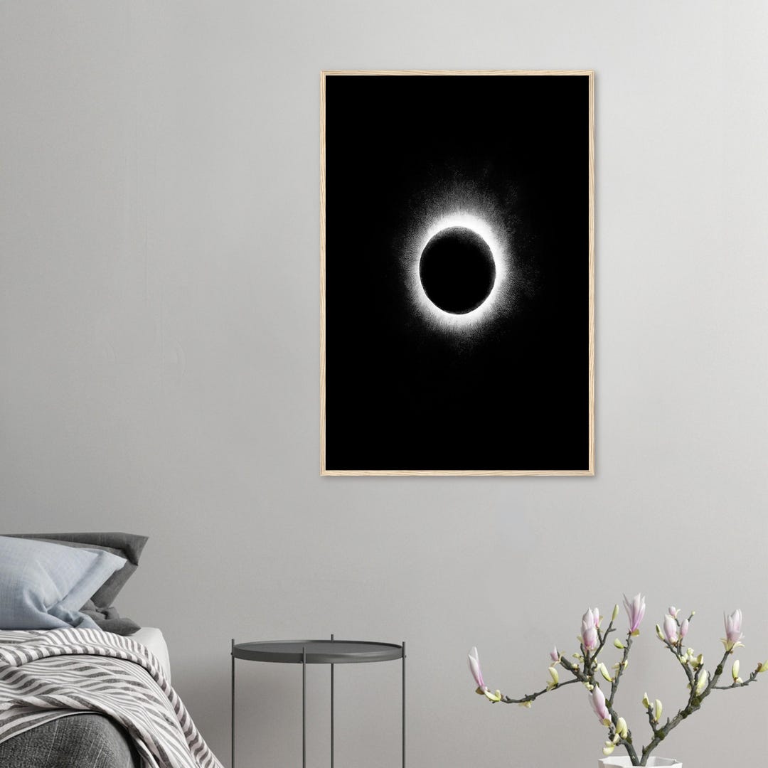 Solar Eclipse Art Print - Black and White Celestial Poster - Premium ...