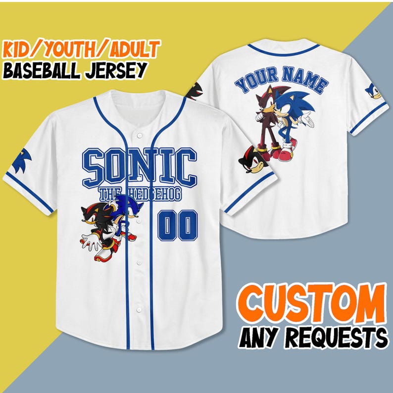 Personalized Disney Sonic the Hedgehog Baseball Jersey, Sonic and ...