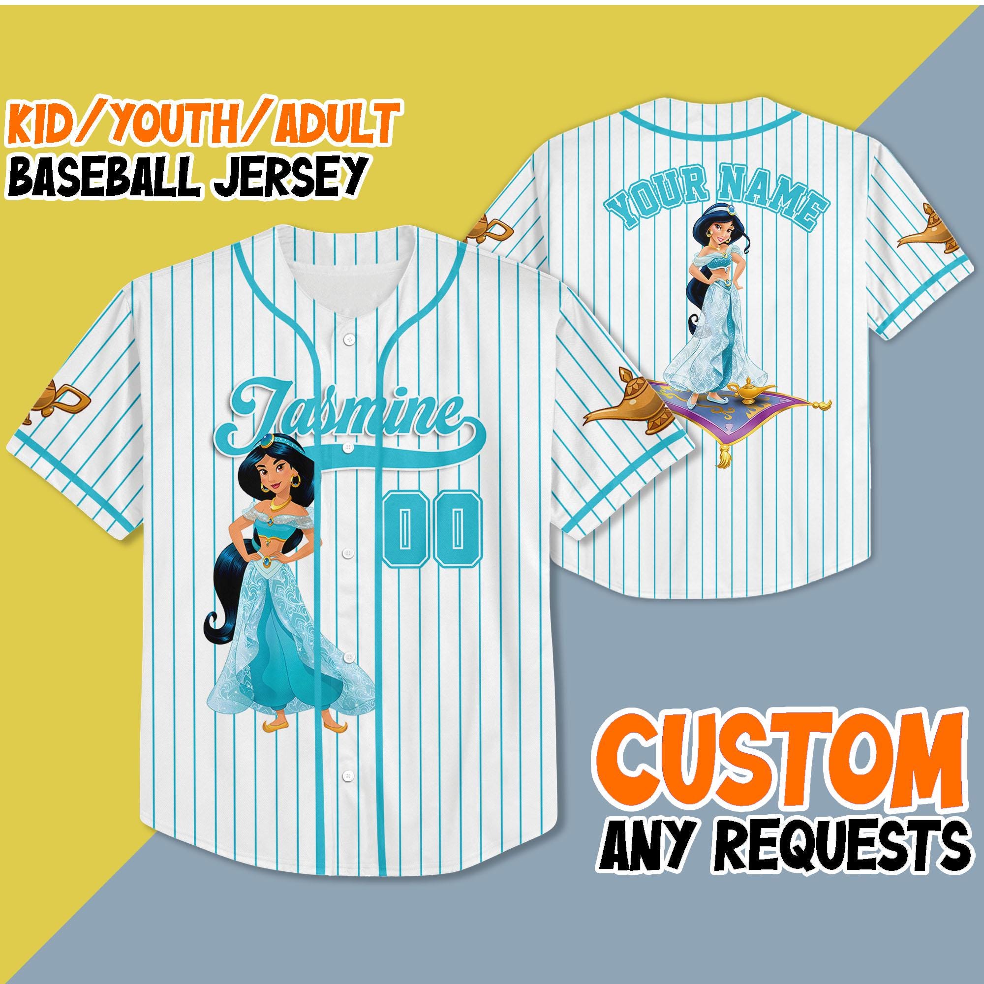 Personalized Disney Princess Jasmine Baseball Jersey, Disney Princess ...