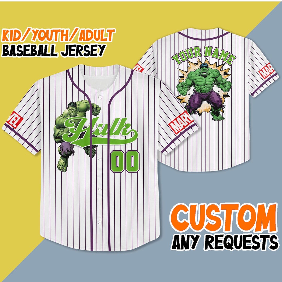 Personalized Marvel Hulk up Bulk up Baseball Jersey, Hulk Baseball ...