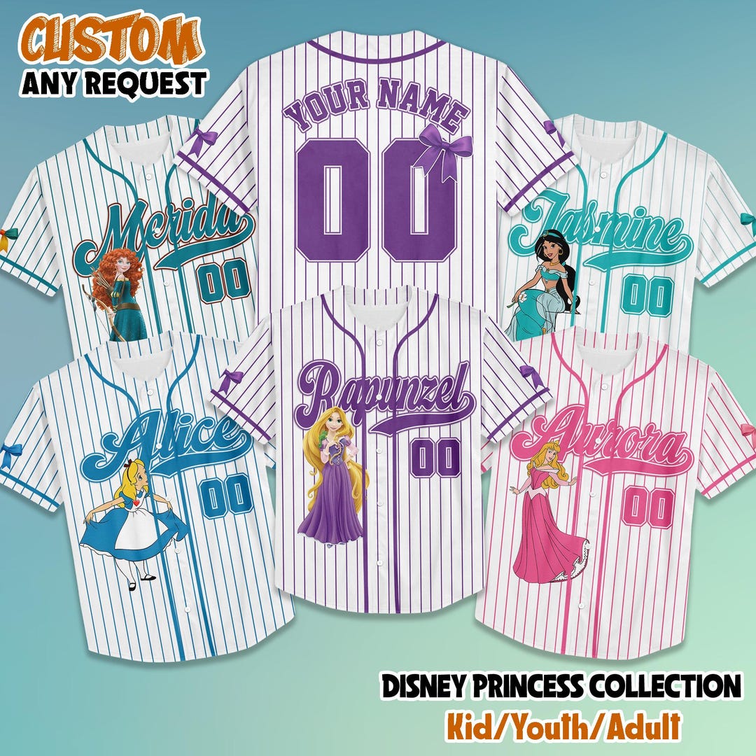 Personalized Disney Princess 2 Baseball Jersey, Disney Princess ...