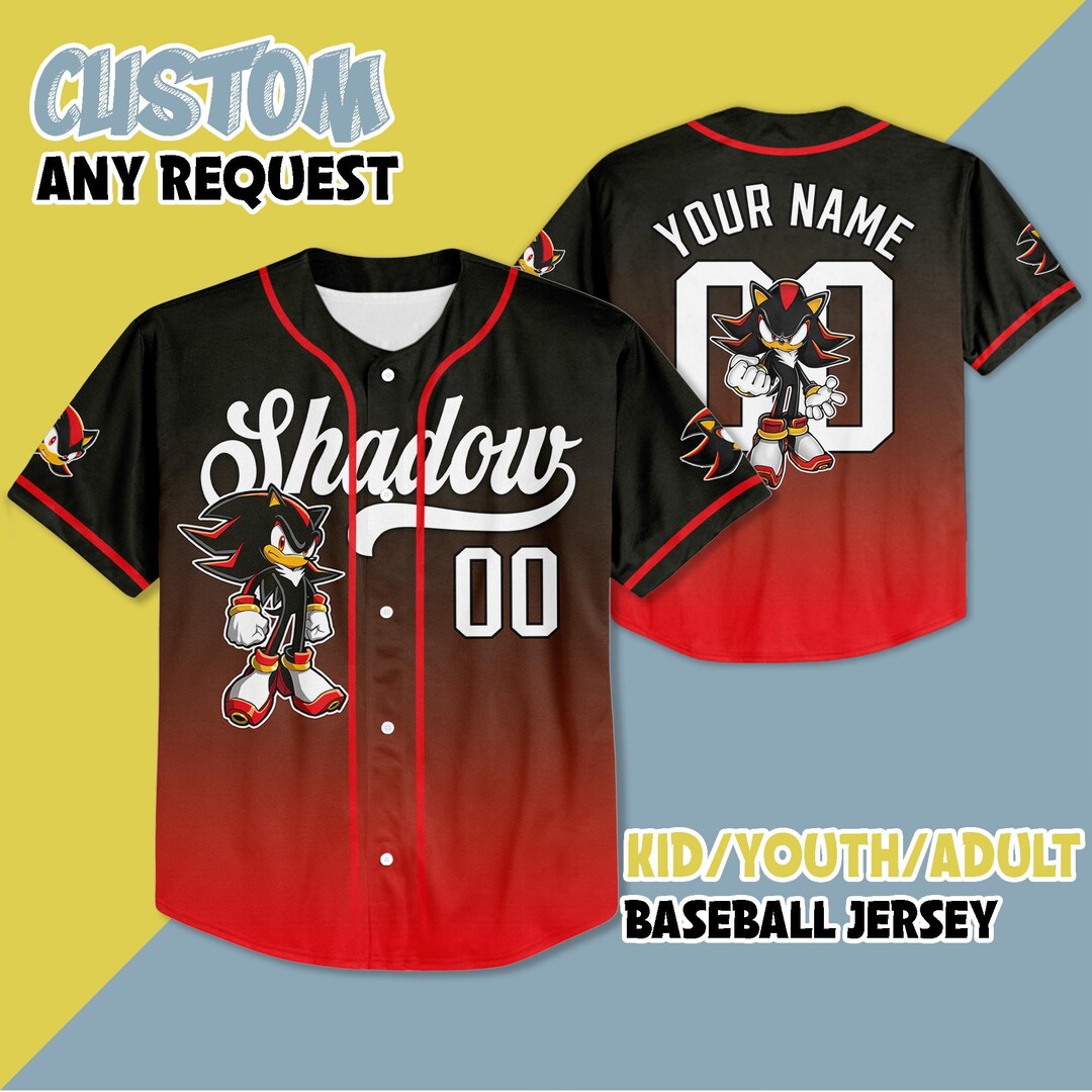 Personalized the Hedgehog Shadow Baseball Jersey, Shadow Baseball ...