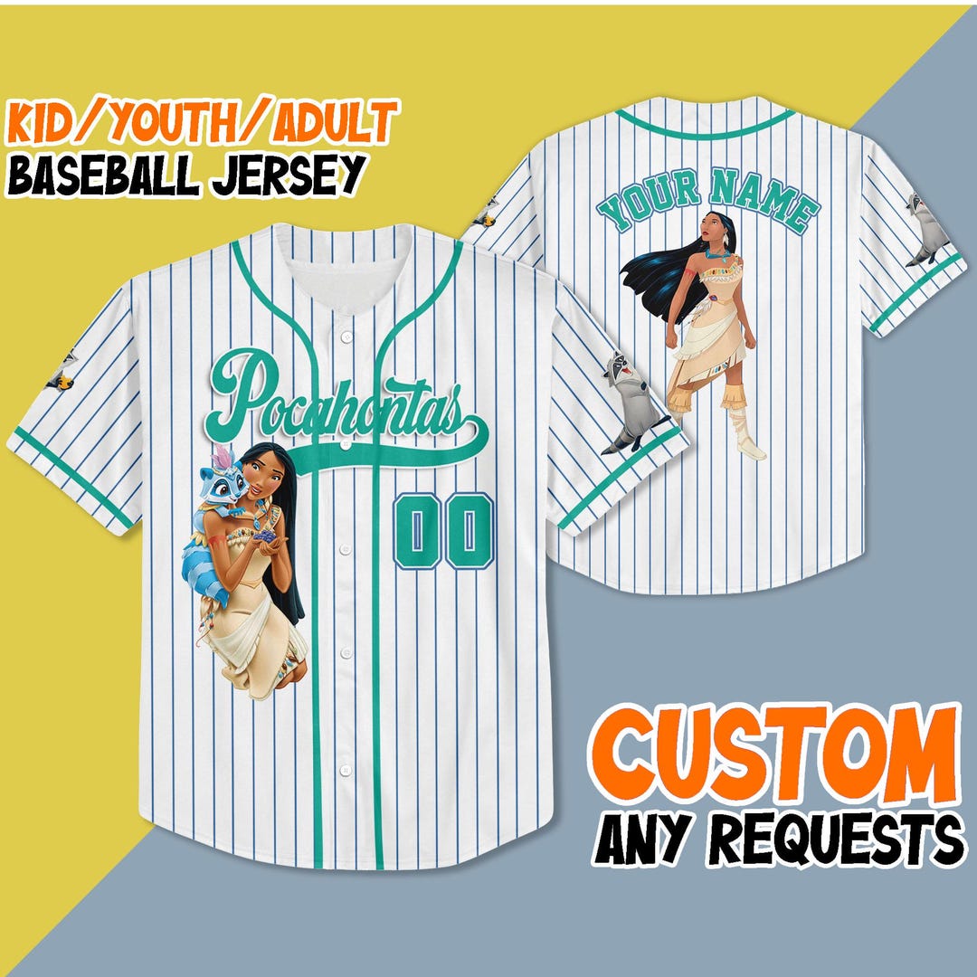 Custom Princess Pocahontas Baseball Jersey, Custom Pocahontas Baseball ...