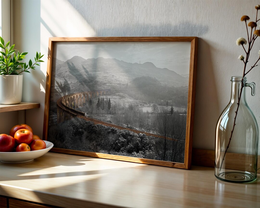 Glenfinnan Viaduct Print: Black and White Railway Photography (digital ...