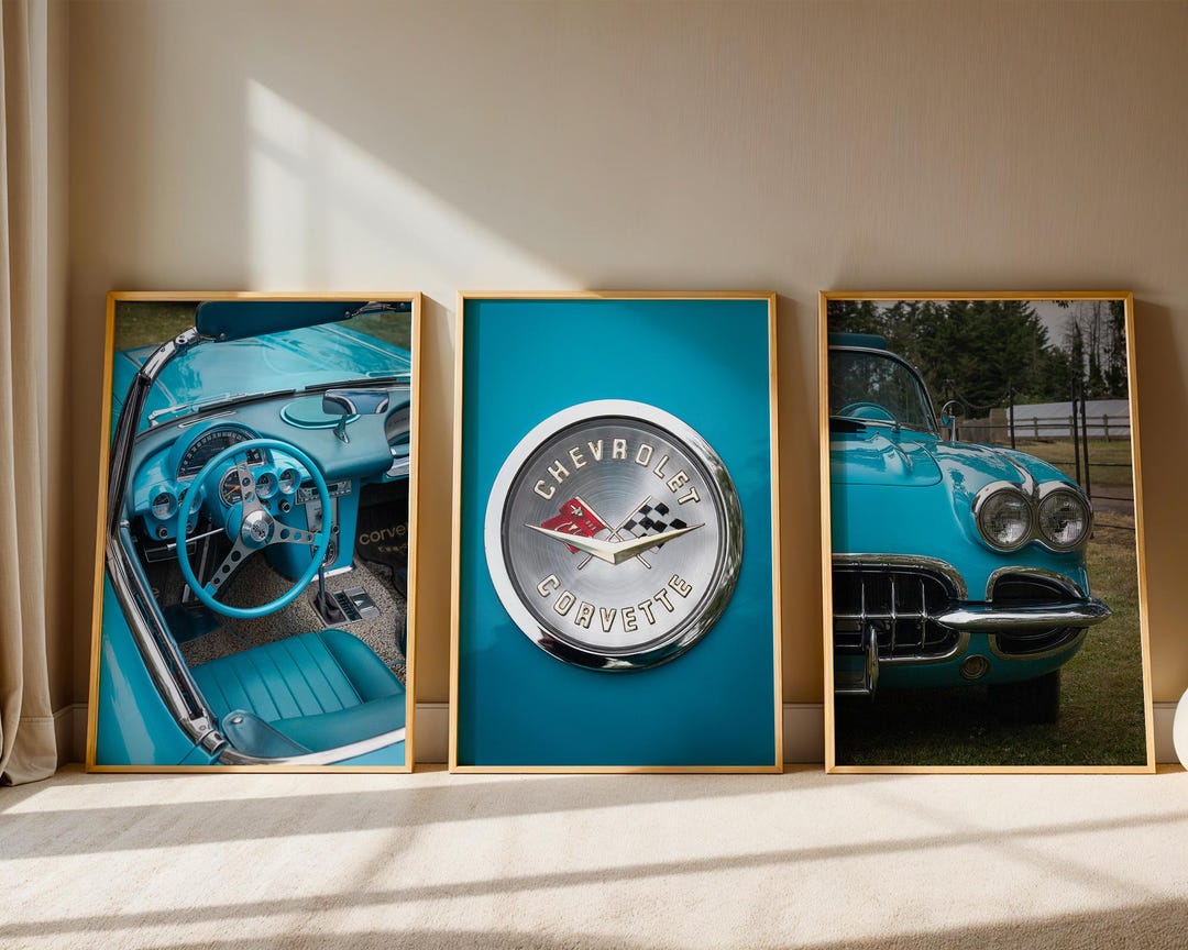 Corvette Photography Print Set: 1960s Classic Car, American Muscle ...