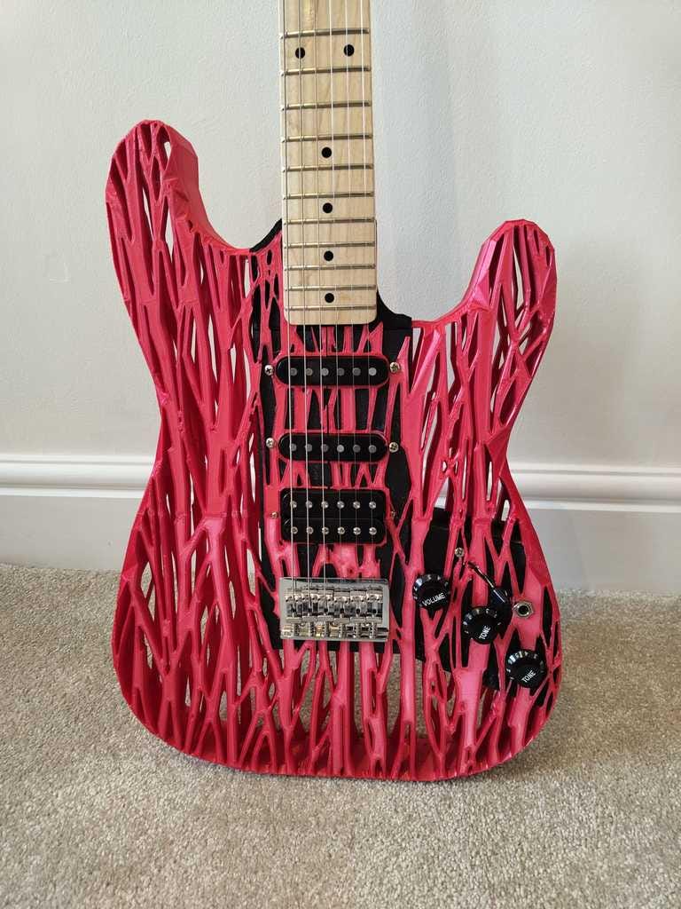 3D Printed Strat Style Guitar STL File: Organic Design Electric Guitar ...