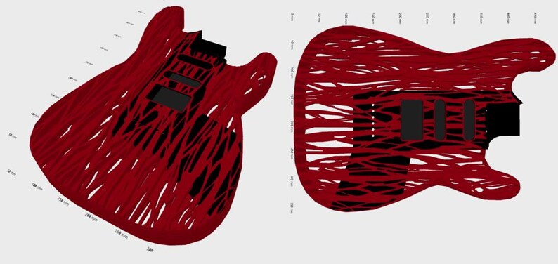 3D Printed Strat Style Guitar STL File: Organic Design Electric Guitar ...