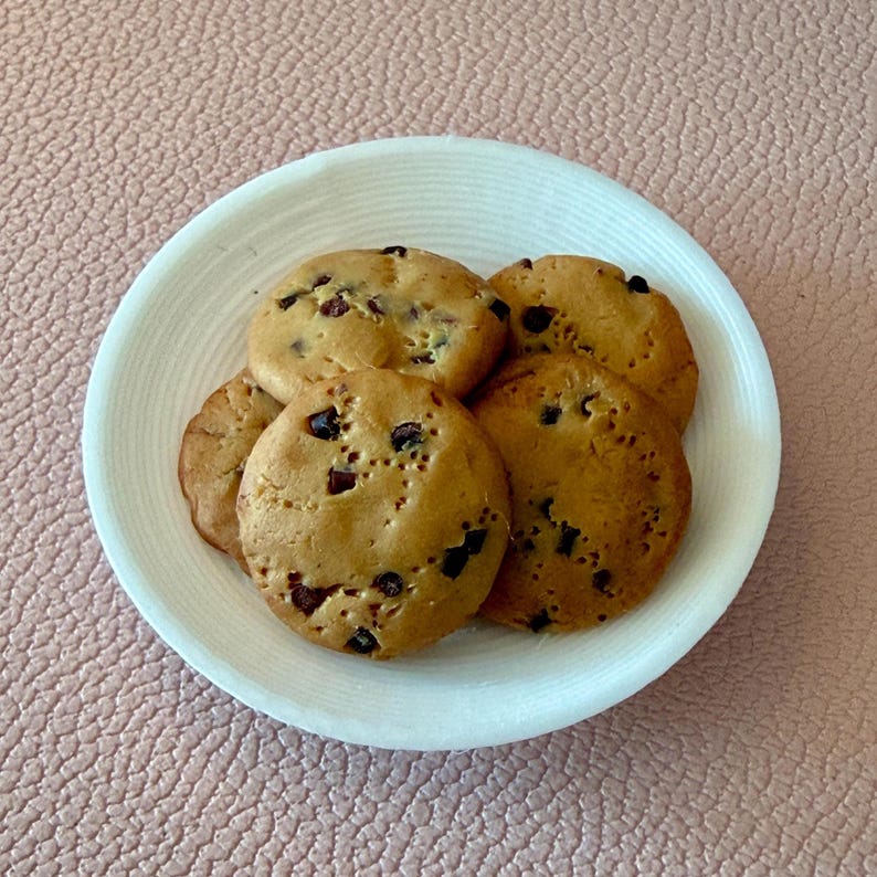 Miniature Chocolate Chip Cookies 1:12 Scale, Realistic Dollhouse Food ...