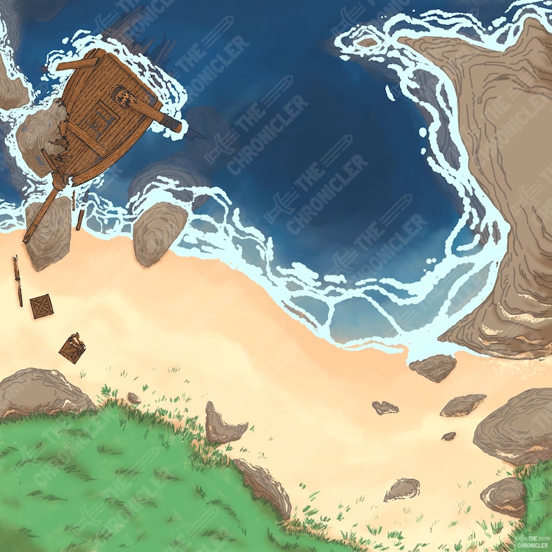 Island Shipwreck D&D Battlemap - Day | Dungeons and Dragons RPG ...