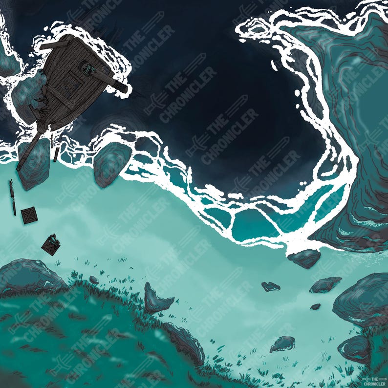 Island Shipwreck D&D Battlemap - Night | Dungeons and Dragons RPG ...