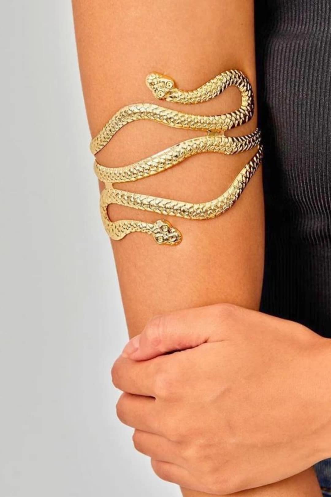 Gold Snake Arm Cuff – Adjustable Serpent Arm Bracelet, Bold Statement ...