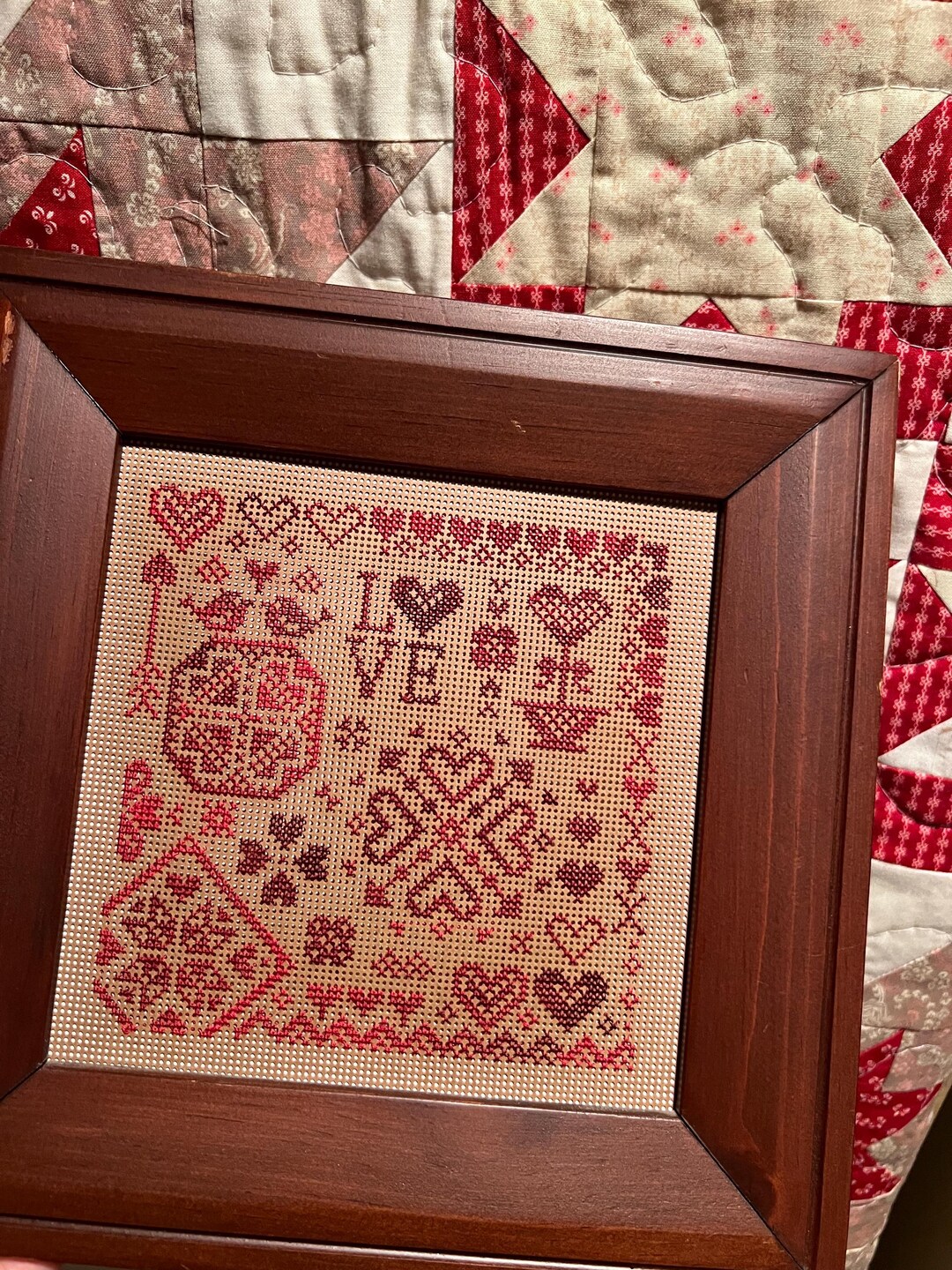 Valentines Quaker Framed Cross Stitch - Etsy