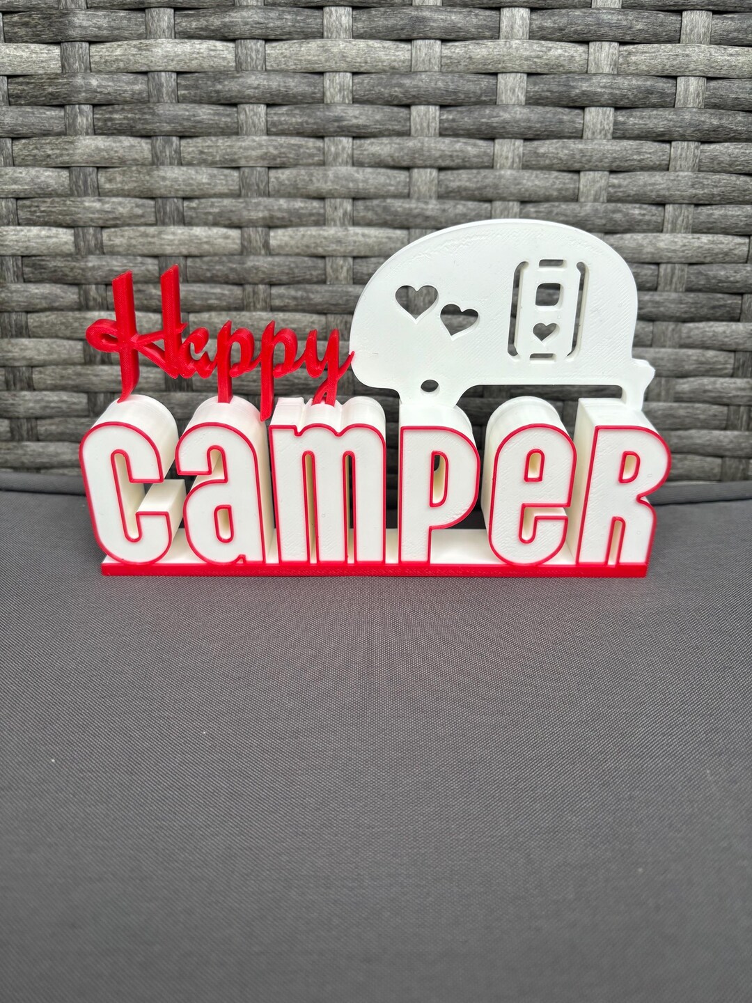 Happy Camper 3D Printed Sign | Camper Van Decor | Caravan Gift ...