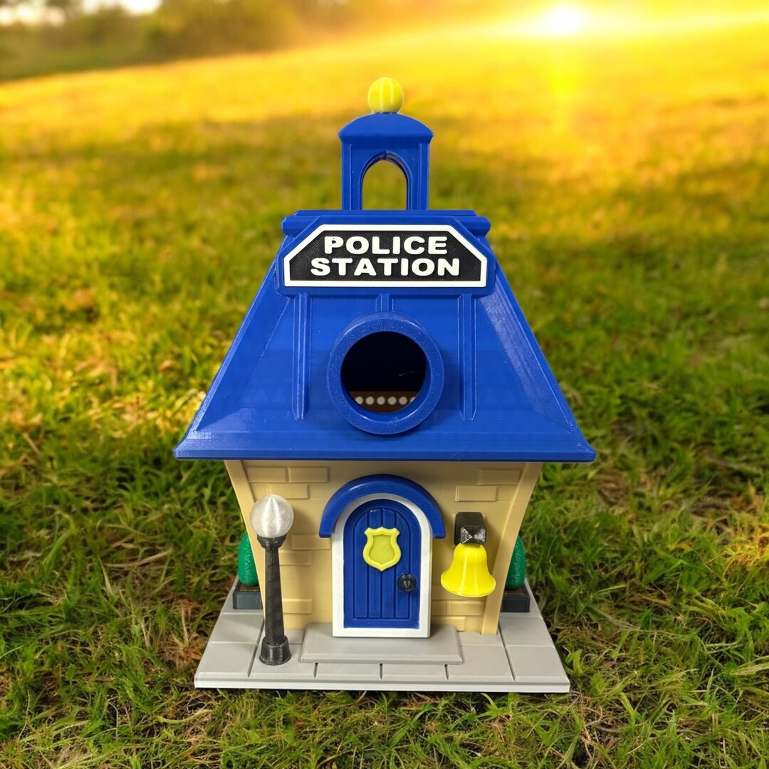 Kids Garden Toy Birdhouse Garden Decor-police Station Birdhouse Gift ...