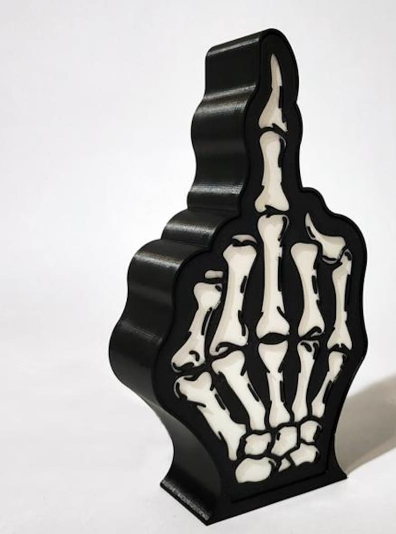 3D Printed “middle Finger” Lamp – Skeleton Design – Humorous Night ...