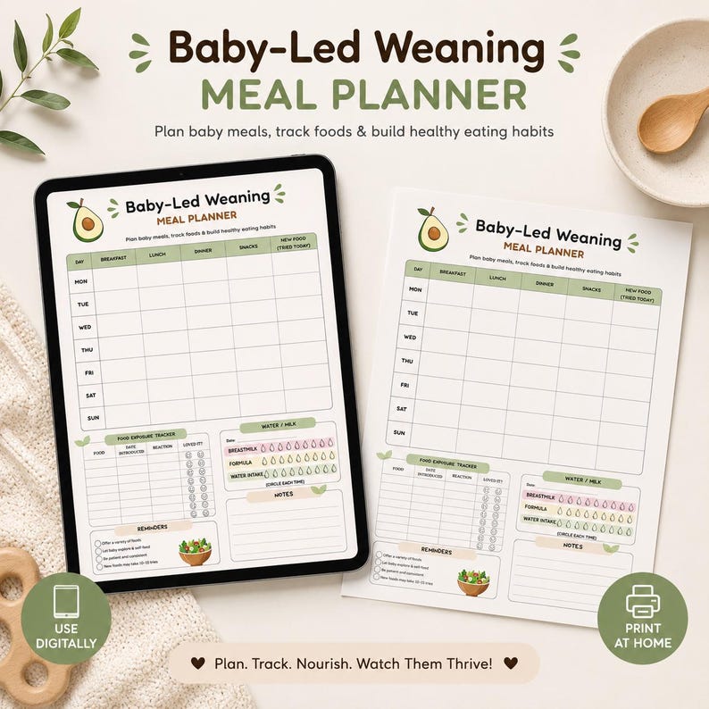 Baby Led Weaning Meal Planner| Starting Solids Food Chart| Baby Feeding ...