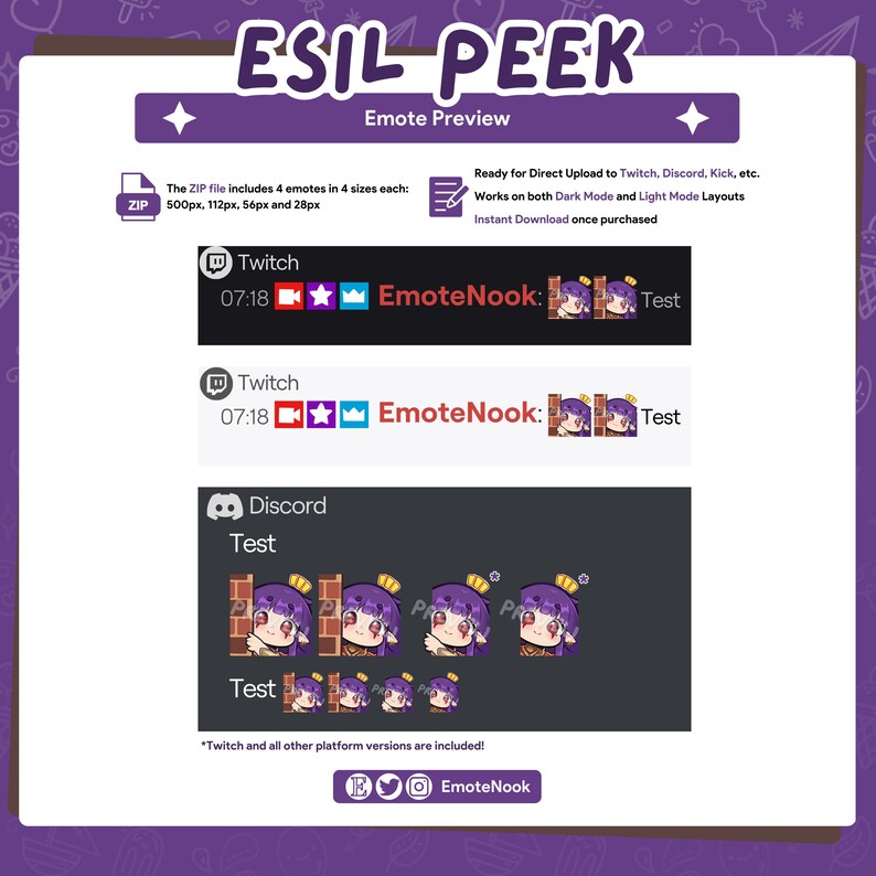 Esil Peek Emote Cute Twitch Emotes Solo Leveling Emote Discord Emotes ...