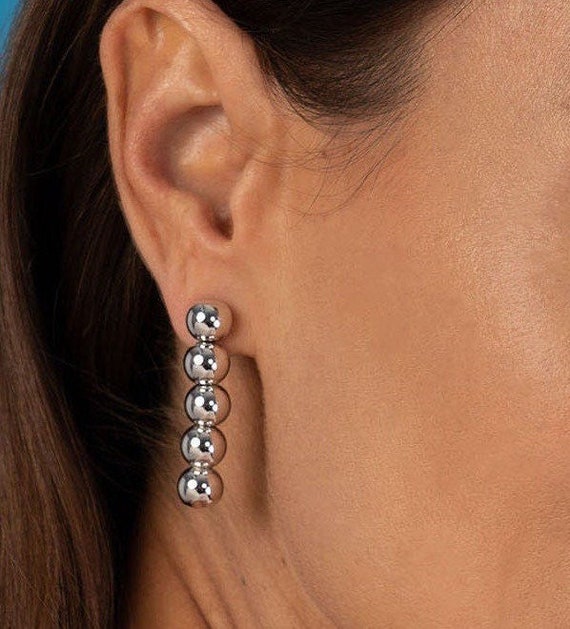 Sterling Silver Drop Earring Graduated Ball Earring Triple - Etsy