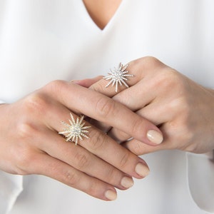 Starburst Ring | Starburst Diamond Cluster Ring | Sunburst Ring | Pave ...