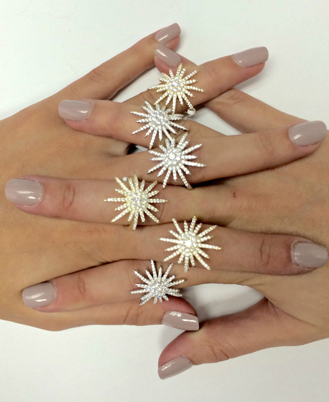 Starburst Ring | Starburst Diamond Cluster Ring | Sunburst Ring | Pave ...