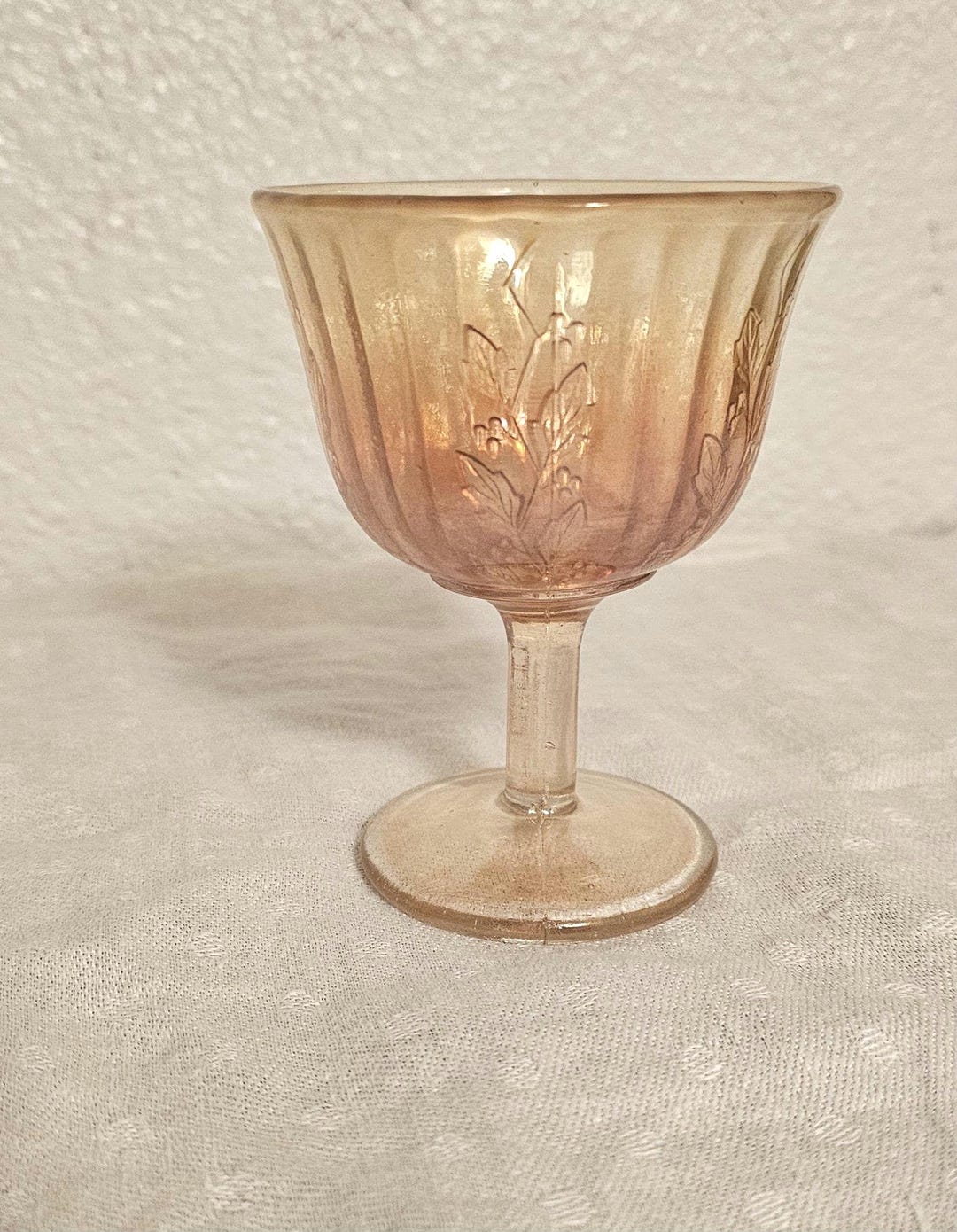 Vintage Fenton Iridescent Holly Goblet - Etsy