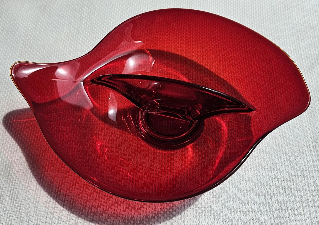 Vintage Viking Glass Ruby Red Epic Divided Dish - Etsy